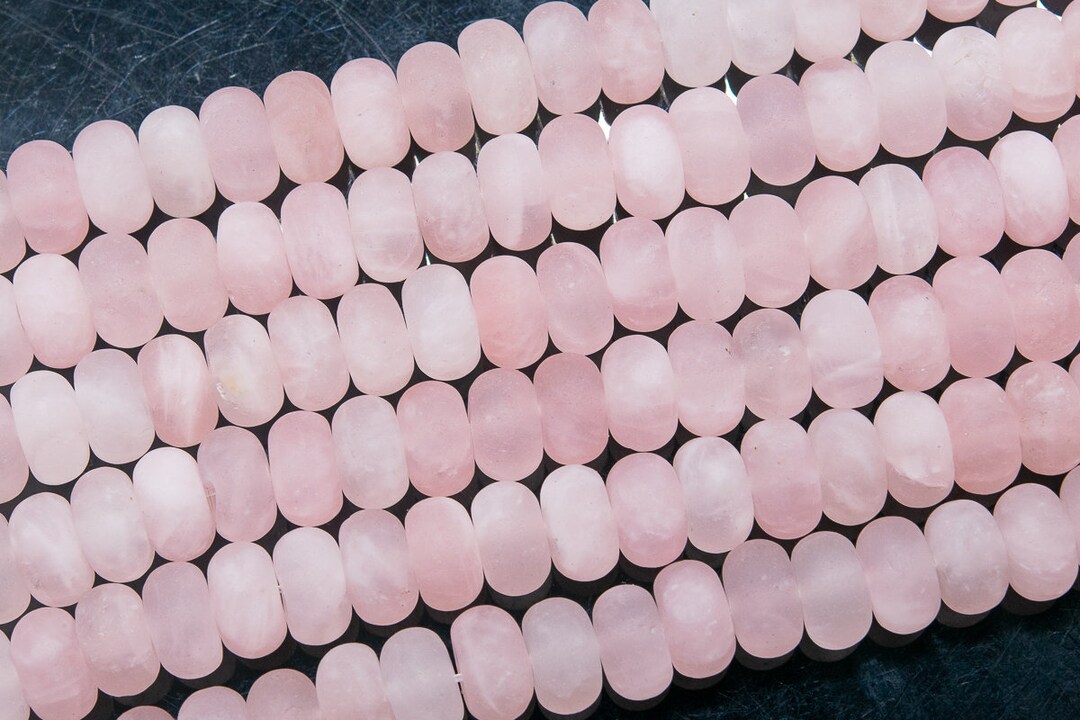 Genuine Natural Matte Pink Rose Quartz Loose Beads Rondelle Shape ...