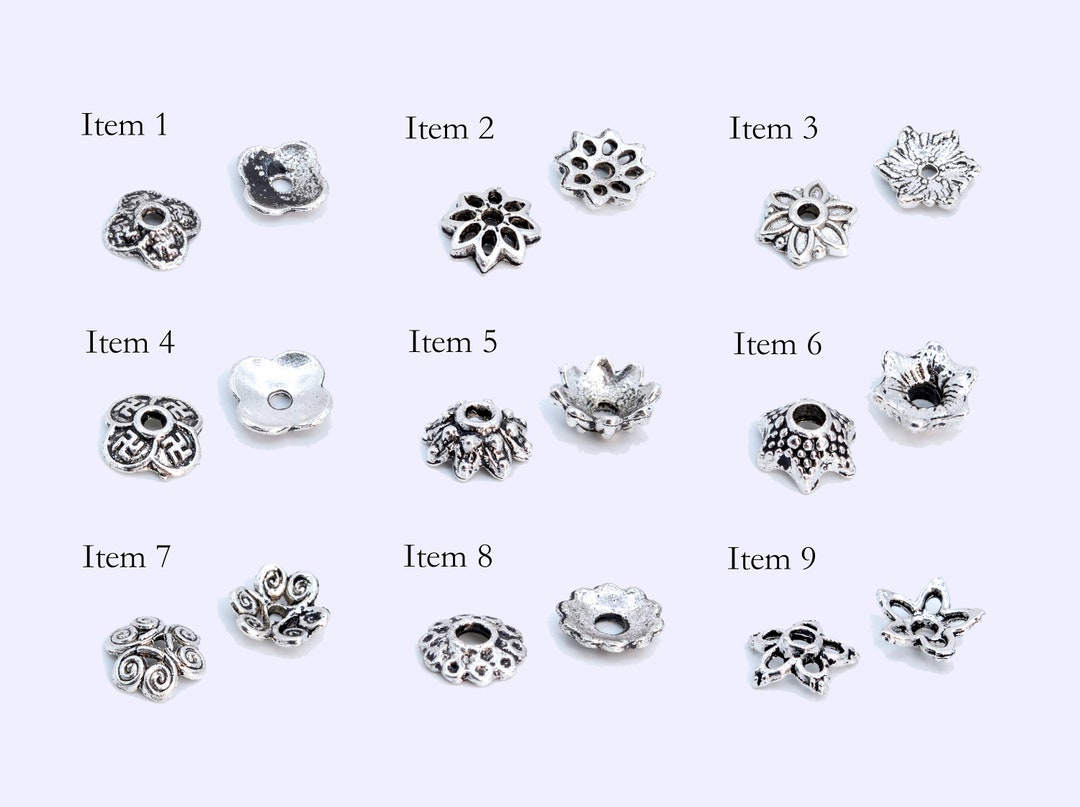 50 Pcs Bead Caps Spacers End Cap DIY Jewelry Making - Antique Silver ...