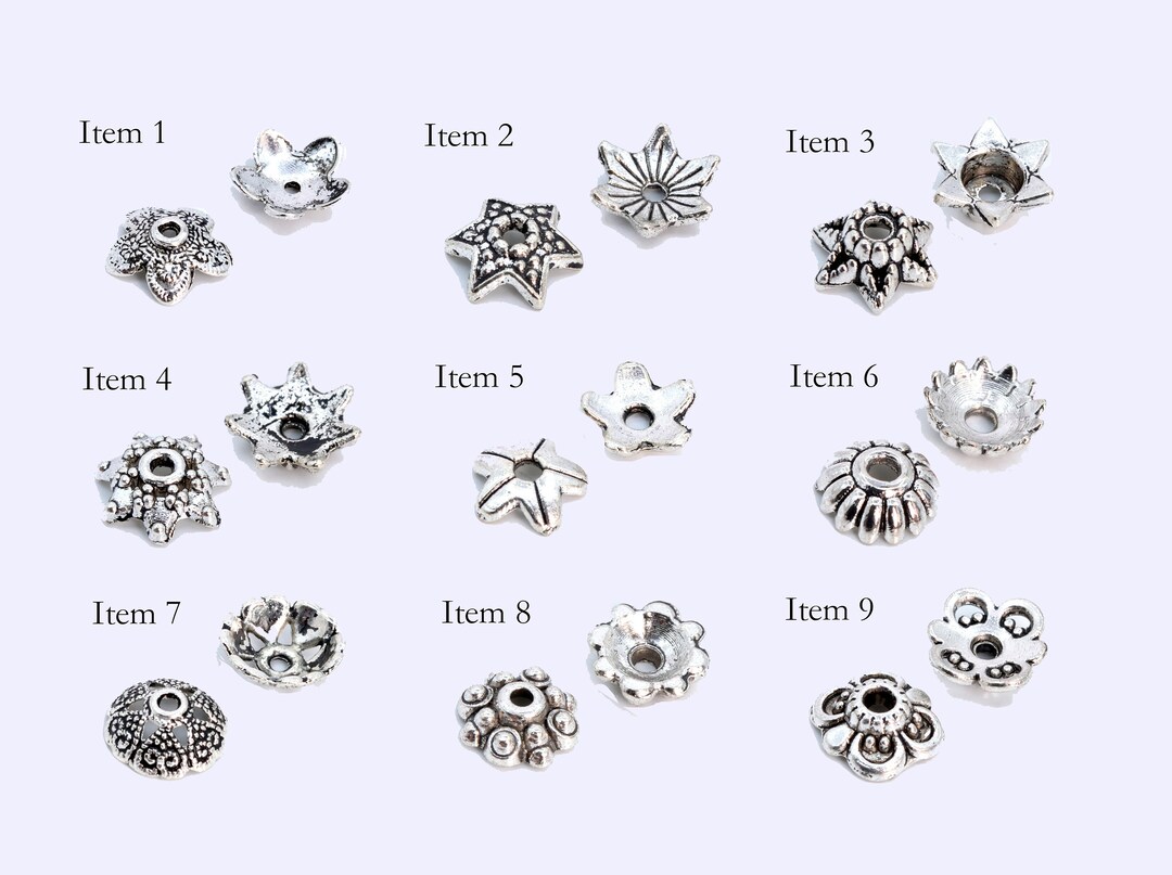 30 Pcs Bead Caps Spacers End Cap DIY Jewelry Making - Antique Silver ...