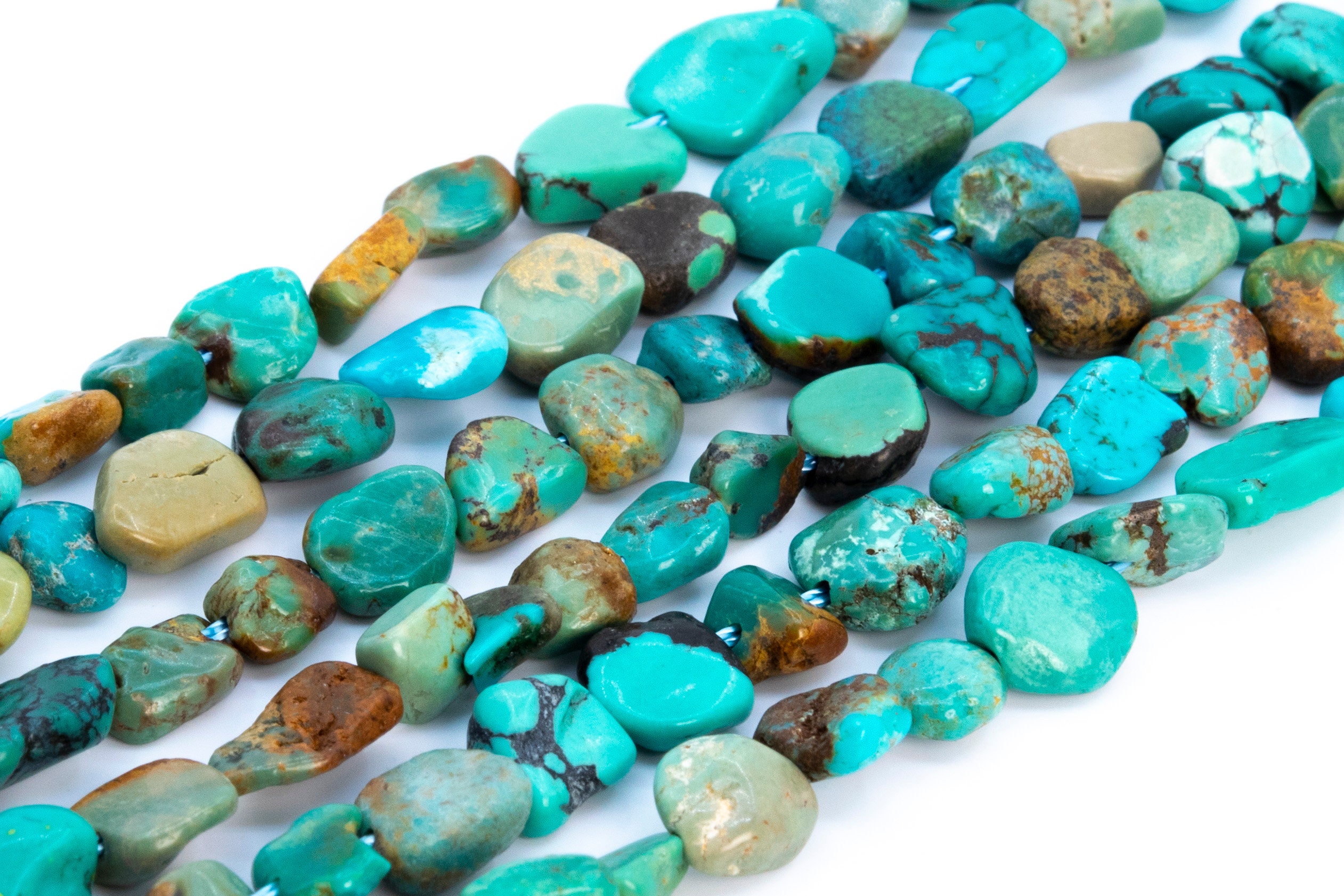 Genuine Natural Blue Green Turquoise Loose Beads Pebble Chips | Etsy