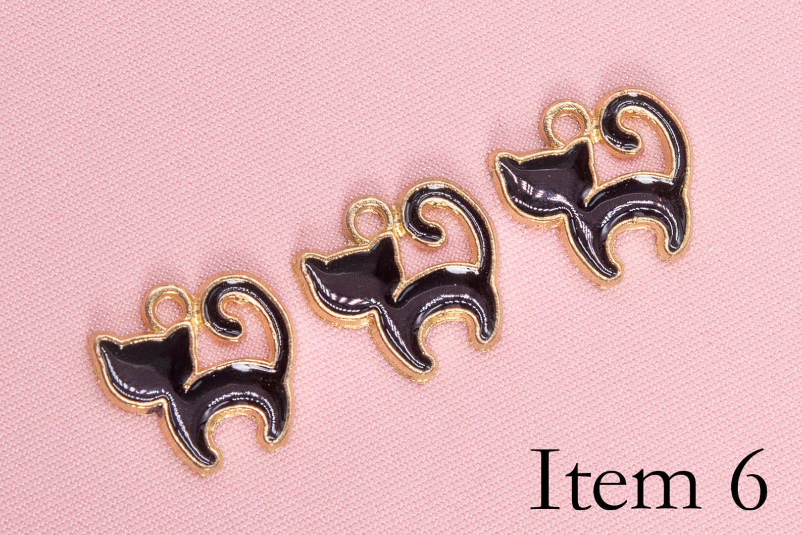 6 Pcs Cat Enamel Charms Gold Tone With Color Enamel - Etsy