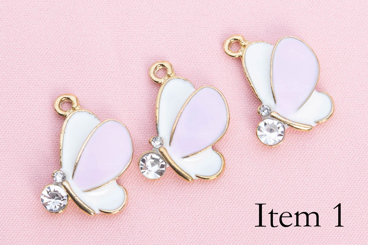 2 Pcs Enamel Charms Gold Tone With Color Enamel Multiple | Etsy