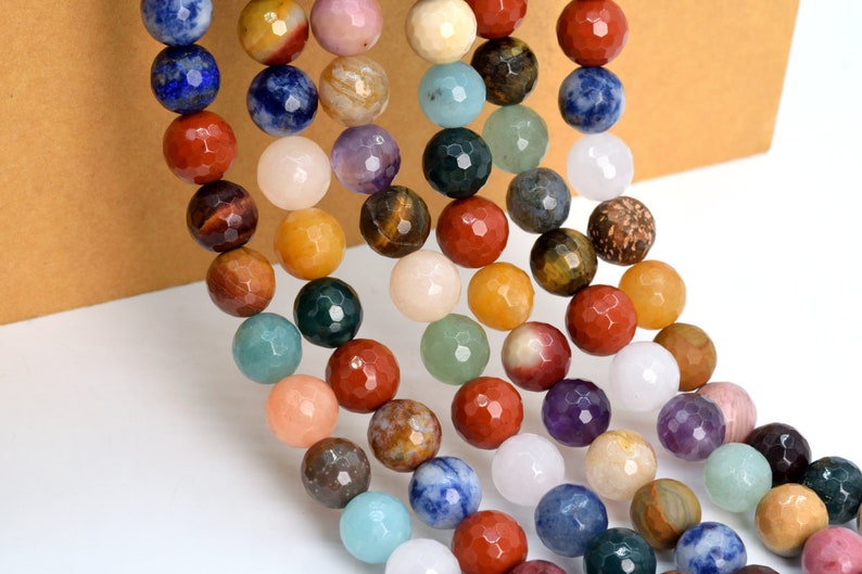 Genuine Natural Mixed Stone Loose Beads Micro Faceted Round Shape 6mm ...