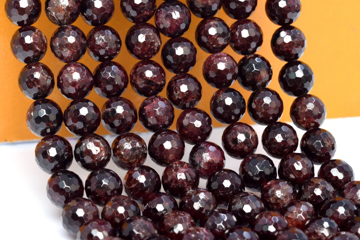 Genuine Natural Wine Red Garnet Loose Beads Grade A+ Micro Faceted ...