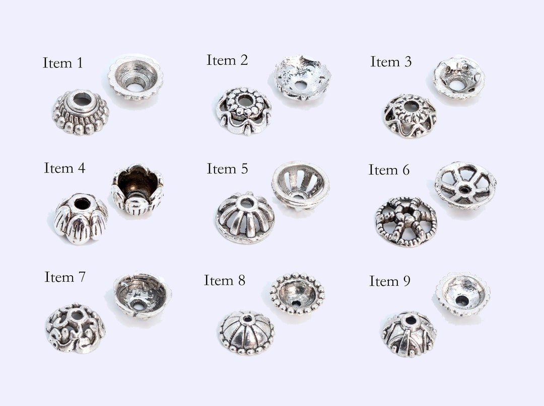 30 Pcs Bead Caps Spacers End Cap DIY Jewelry Making - Antique Silver ...