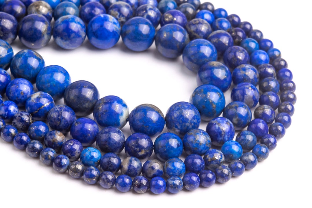 Genuine Natural Deep Blue Lapis Lazuli Loose Beads Round Shape 5-6mm ...