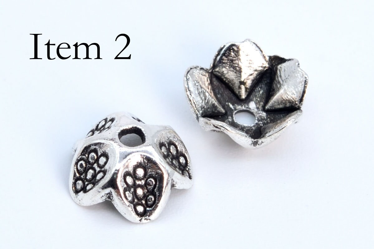 30 Pcs Bead Caps Spacers End Cap DIY Jewelry Making - Antique Silver ...