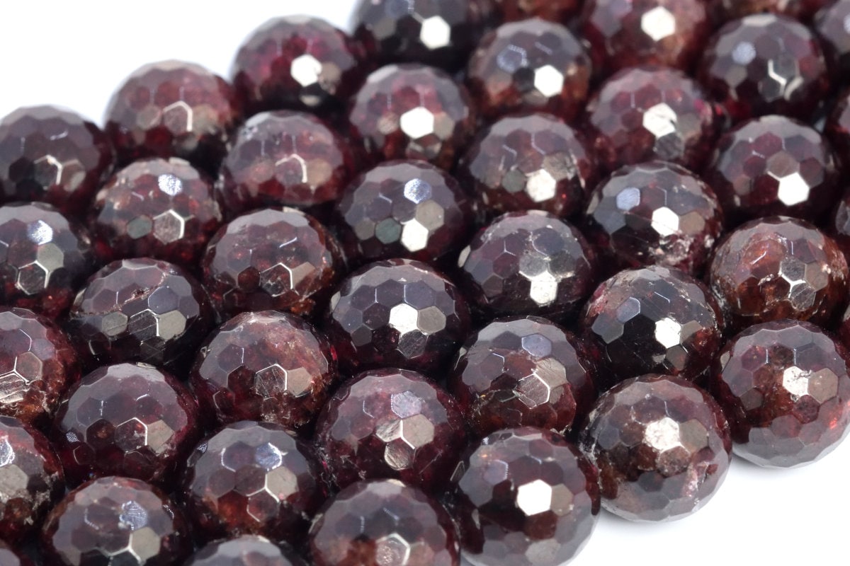 Genuine Natural Wine Red Garnet Loose Beads Grade A+ Micro Faceted ...