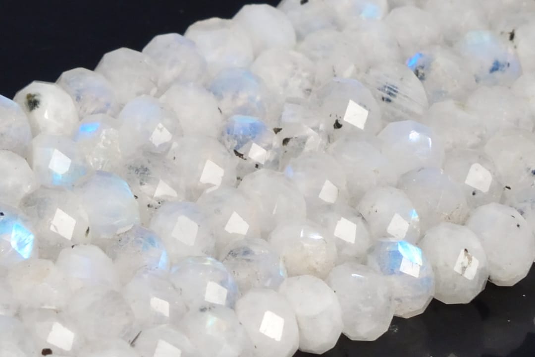 Genuine Natural Rainbow Moonstone Loose Beads Indian Grade A+ Faceted ...