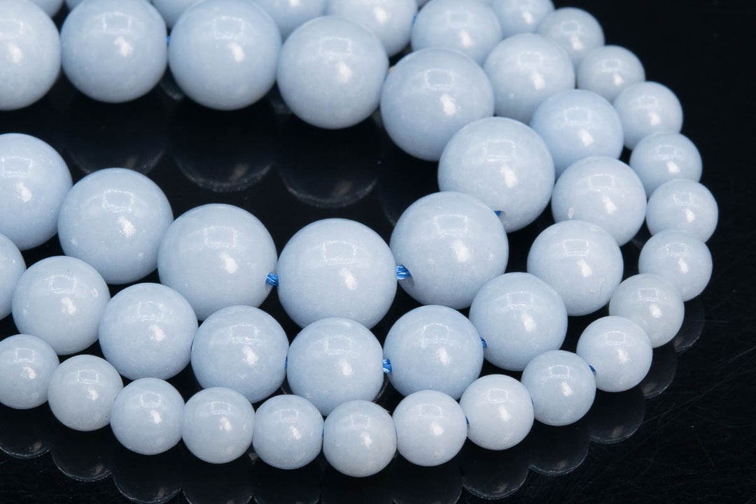 Genuine Natural Blue Angelite Loose Beads Grade AAA Round Shape 6mm 8mm ...