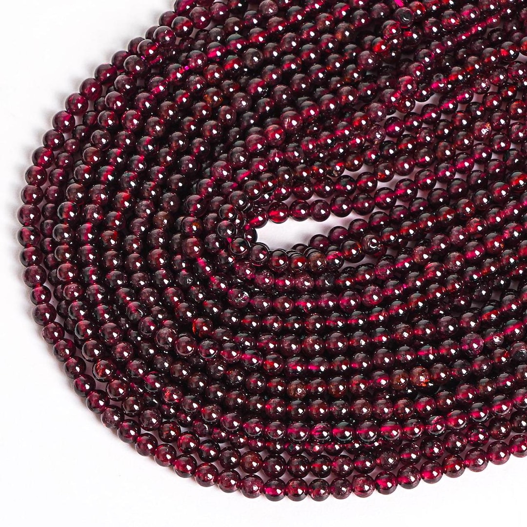 Genuine Natural Brazil Wine Red Garnet Loose Beads Grade AA Round 4MM ...