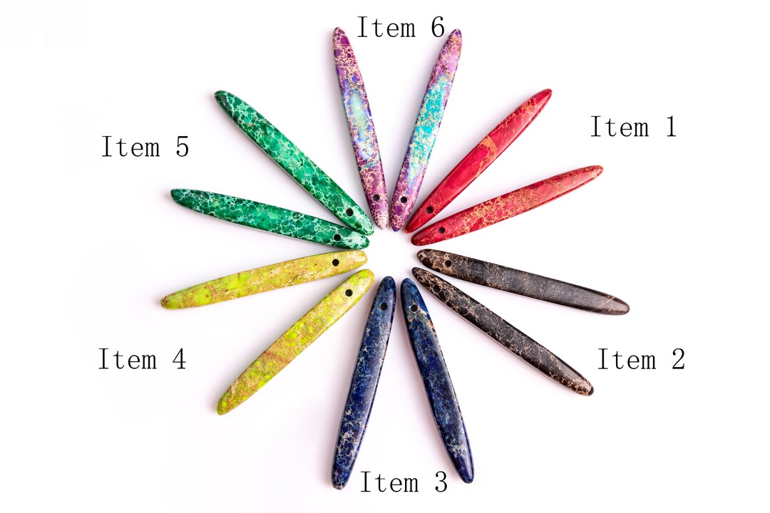 Drilled Stick Point Stone Earring Pair - Sea Sediment Imperial Jasper ...