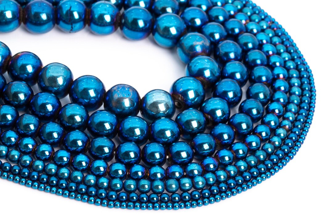 Blue Hematite Loose Beads Round Shape 6mm 8mm 10mm 12mm - Etsy
