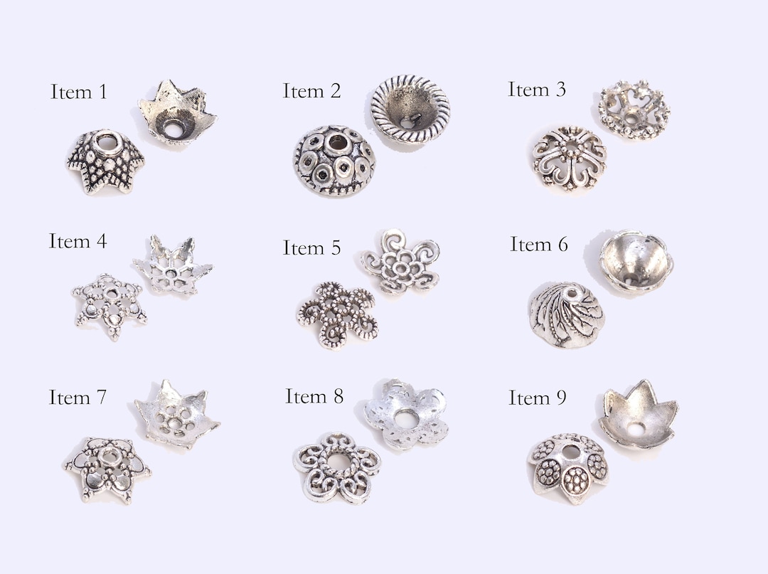 30 Pcs Bead Caps Spacers End Cap DIY Jewelry Making - Antique Silver ...