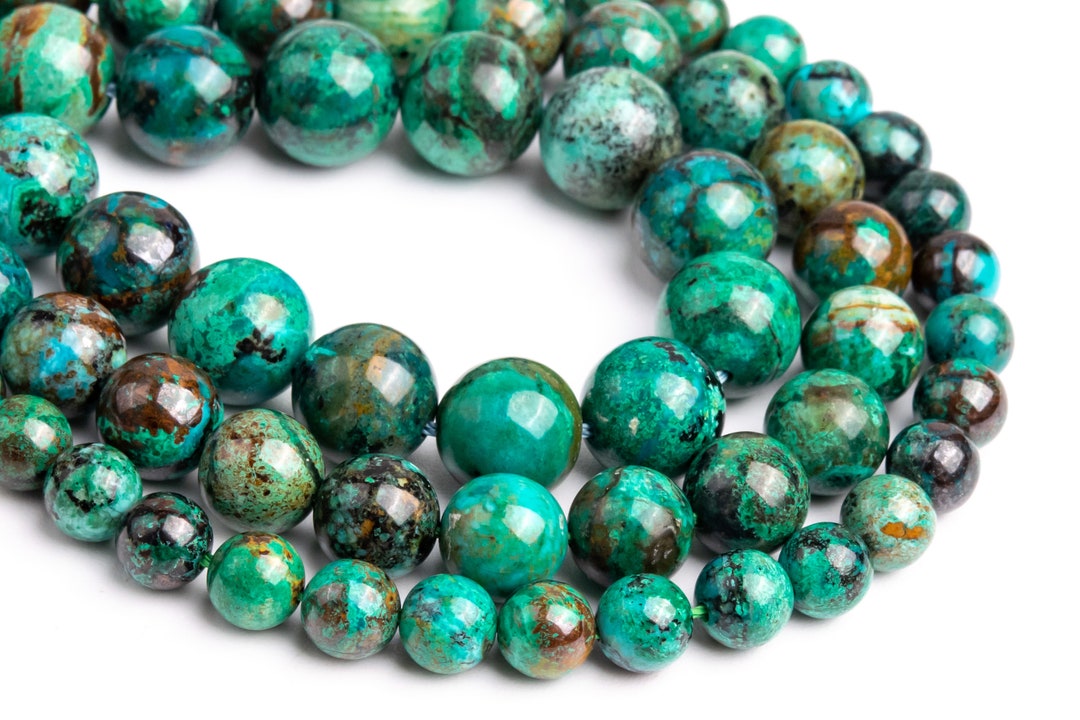 Genuine Natural Green Blue Chrysocolla Azurite Loose Beads Grade AAA ...