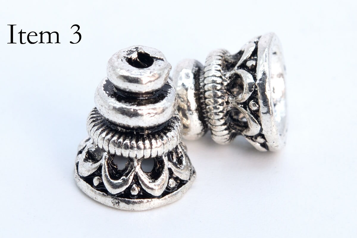 20 Pcs Bead Caps Spacers End Cap DIY Jewelry Making - Antique Silver ...