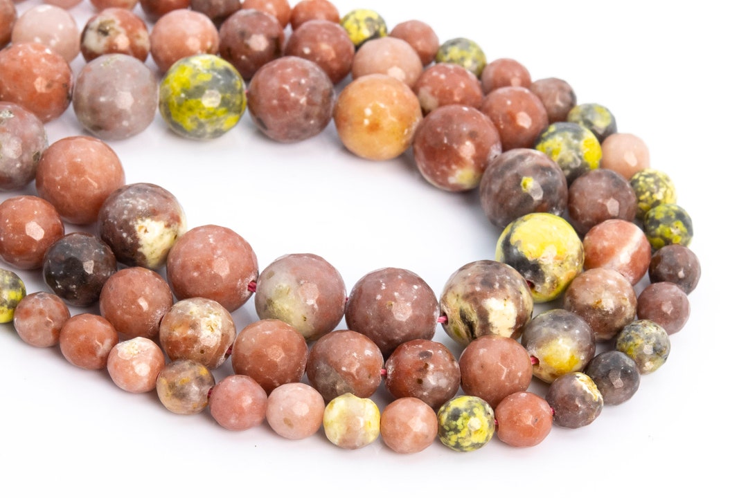 Genuine Natural Plum Blossom Jasper Loose Beads Micro Faceted Round ...