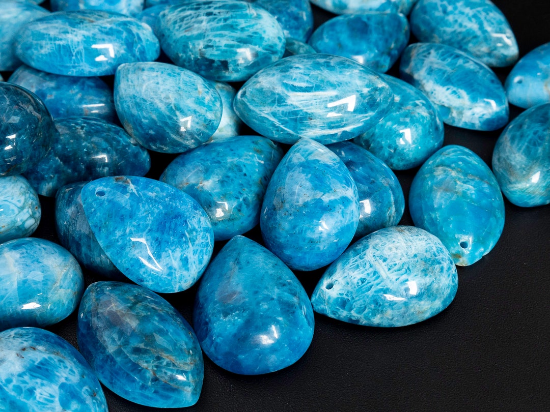 Genuine Natural Deep Blue Teardrop Shape Apatite AA Quality Top Drilled ...