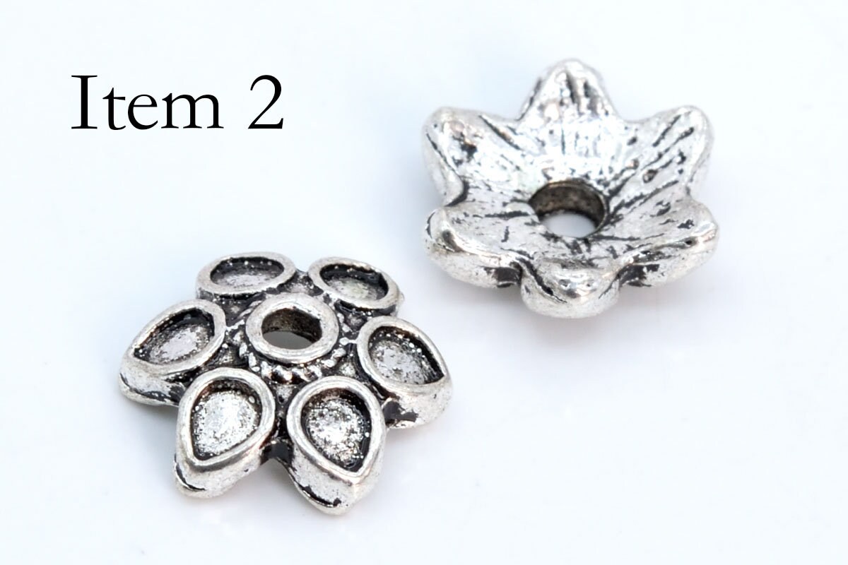 30 Pcs Bead Caps Spacers End Cap DIY Jewelry Making - Antique Silver ...