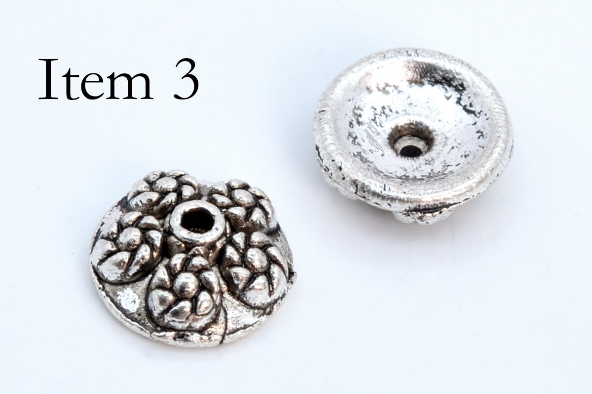 30 Pcs Bead Caps Spacers End Cap DIY Jewelry Making - Antique Silver ...
