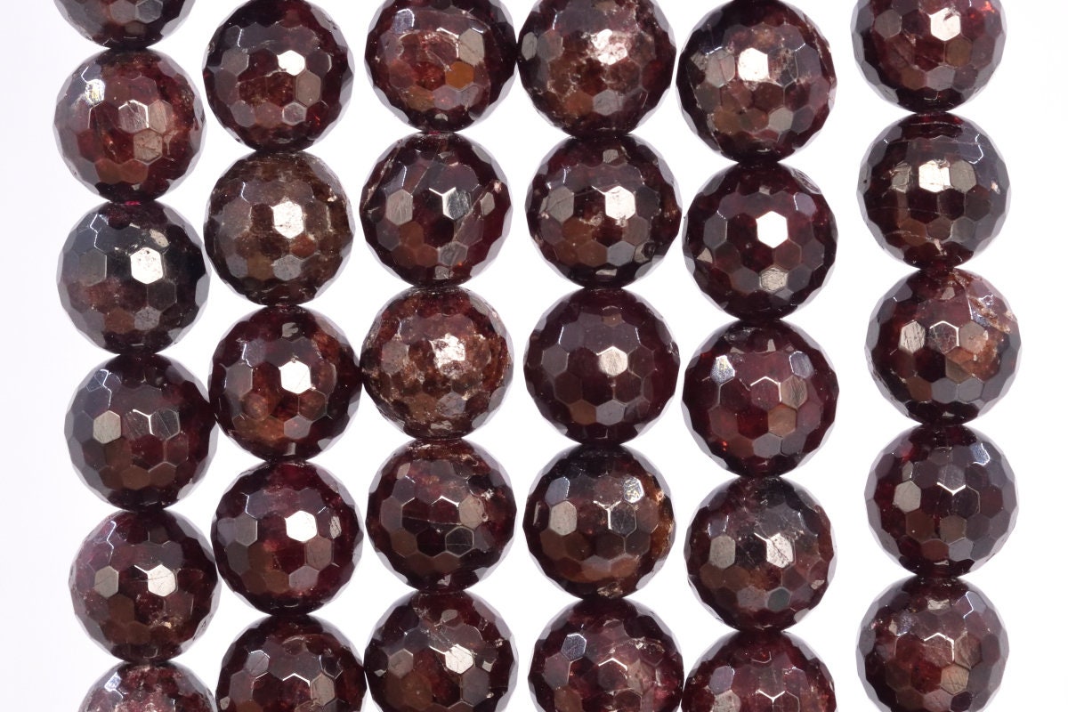 Genuine Natural Wine Red Garnet Loose Beads Grade A+ Micro Faceted ...