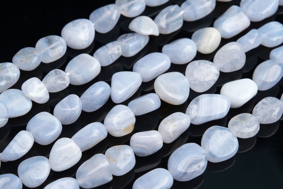 Genuine Natural Blue Lace Agate Loose Beads Grade A Pebble Nugget Shape ...