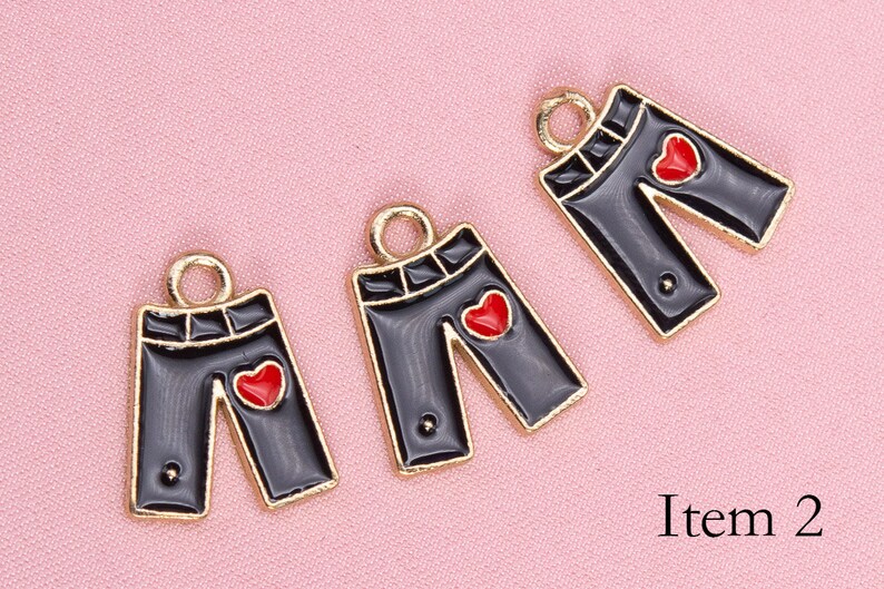 4 Pcs Jeans T-shirt Enamel Charms - Gold Tone With Color Enamel - Etsy