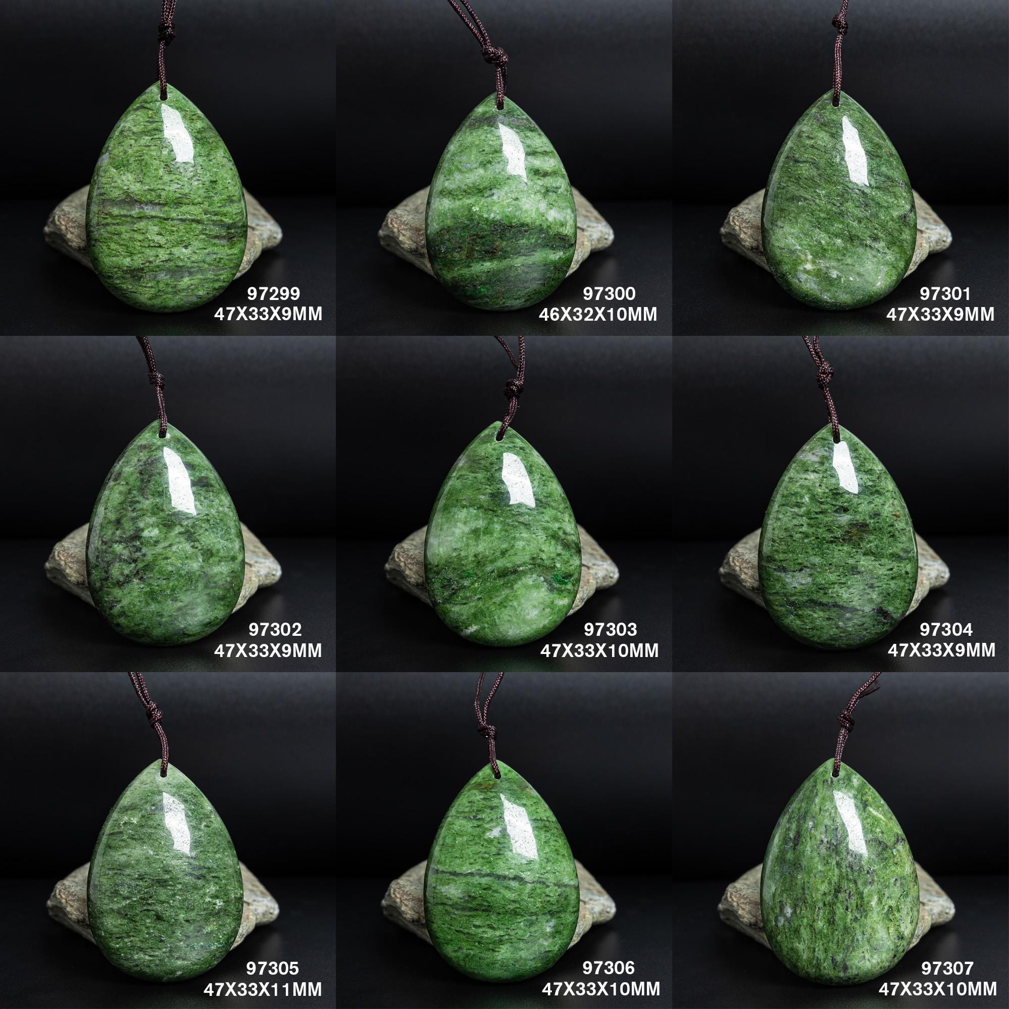 Natural Green Maw Sit Sit Jade Pendant Teardrop Shape Phantom Quartz ...