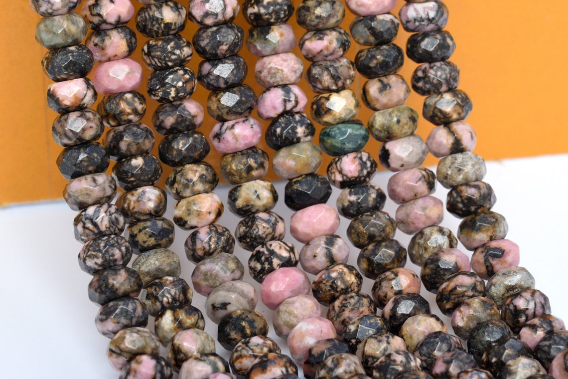 Genuine Natural Rhodonite Loose Beads Faceted Rondelle Shape 6x4mm ...