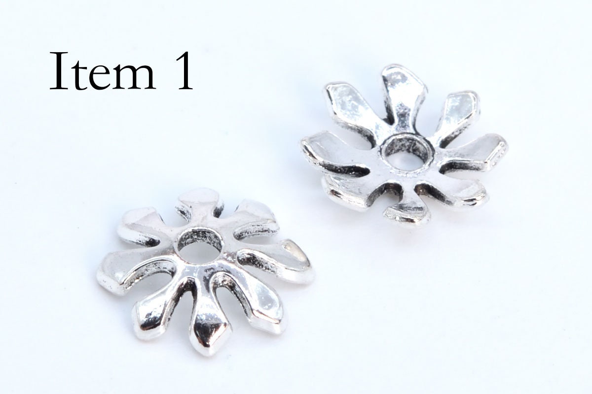 30 Pcs Bead Caps Spacers End Cap DIY Jewelry Making - Antique Silver ...