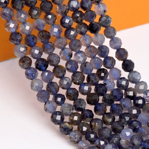 Genuine Natural Deep Color Iolite Loose Beads Grade A Faceted Round ...