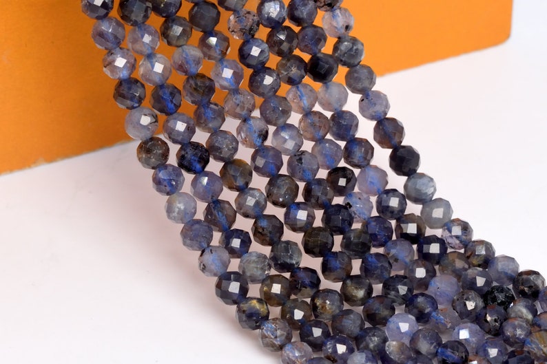 Genuine Natural Deep Color Iolite Loose Beads Grade A Faceted Round ...