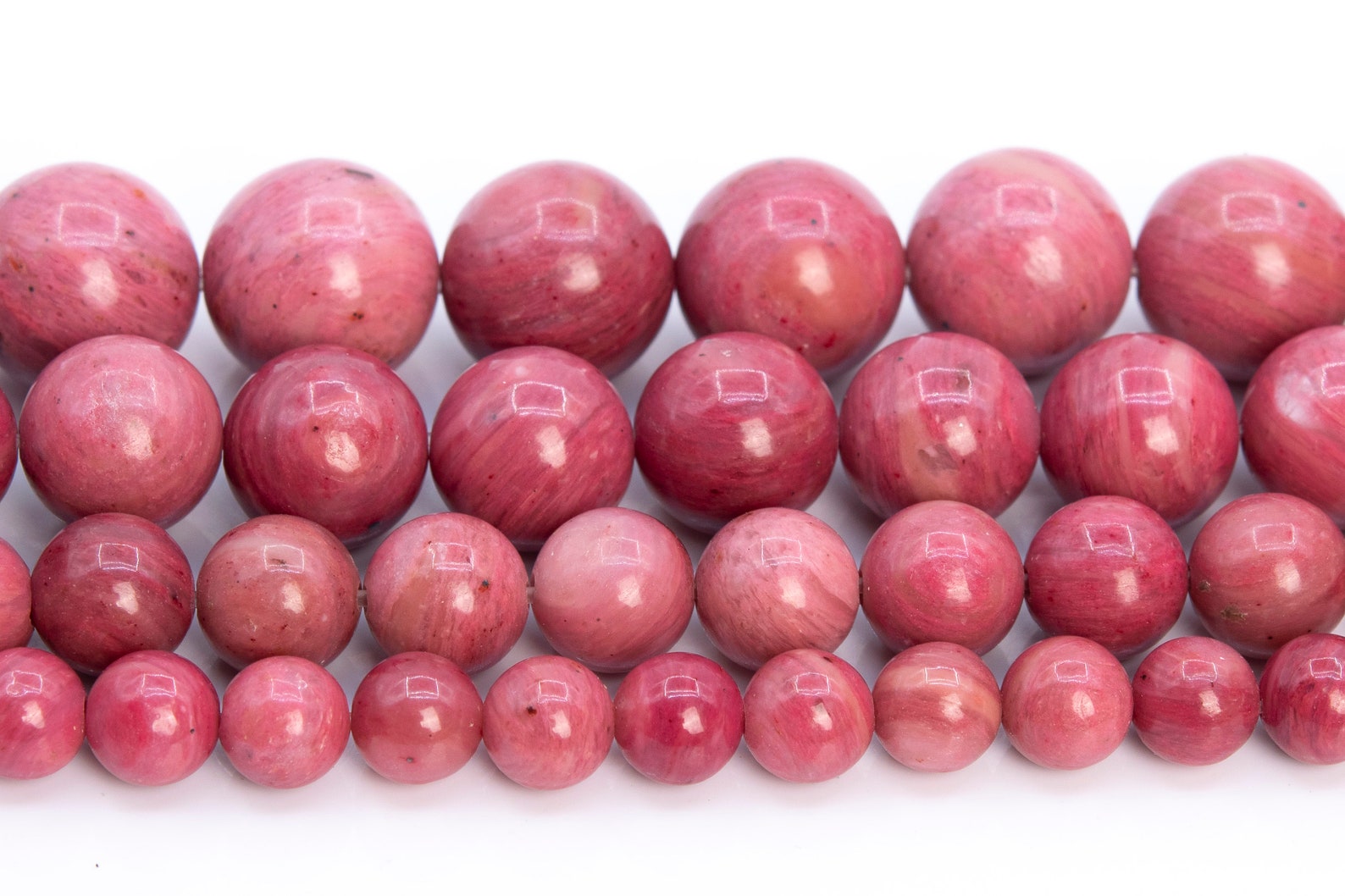 Genuine Natural Rose Pink Rhodonite Loose Beads Round Shape 6-7mm 8mm ...