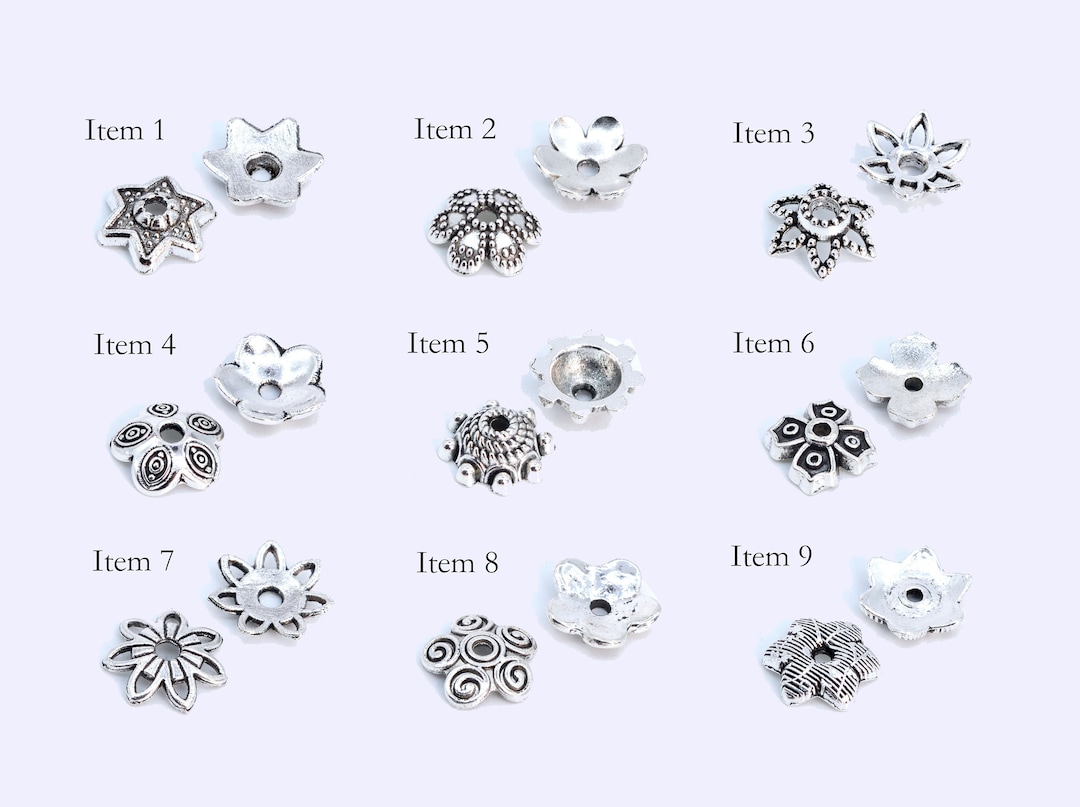 30 Pcs Bead Caps Spacers End Cap DIY Jewelry Making - Antique Silver ...