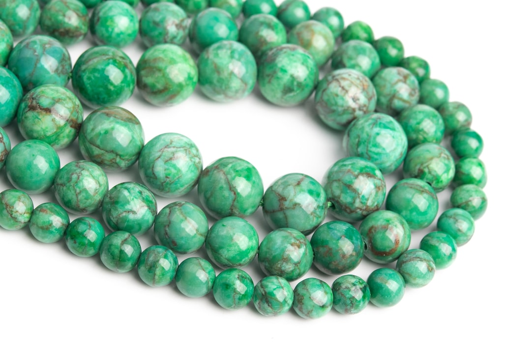 Grass Green Magnesite Turquoise Loose Beads Grade AAA Round Shape 6mm ...