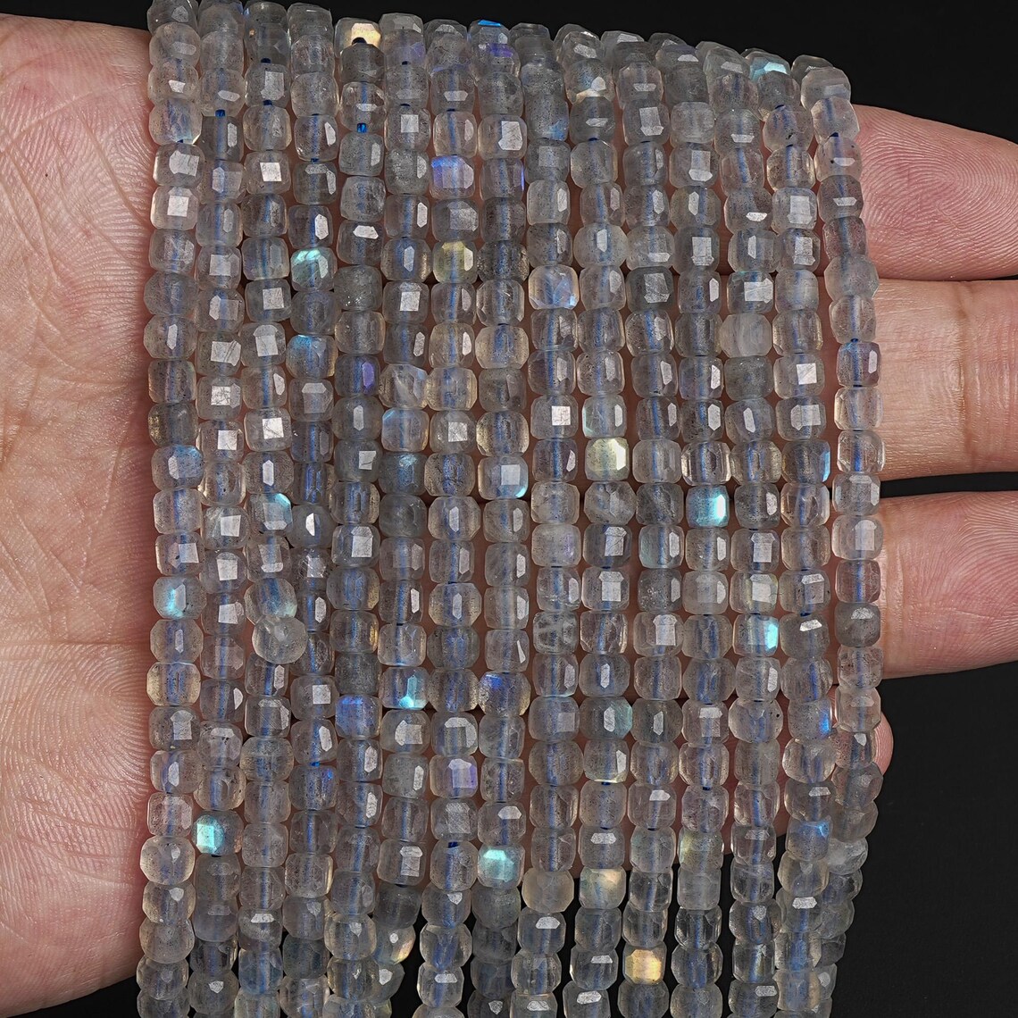 Genuine Natural Light Gray Labradorite Loose Beads Grade AAA Beveled ...