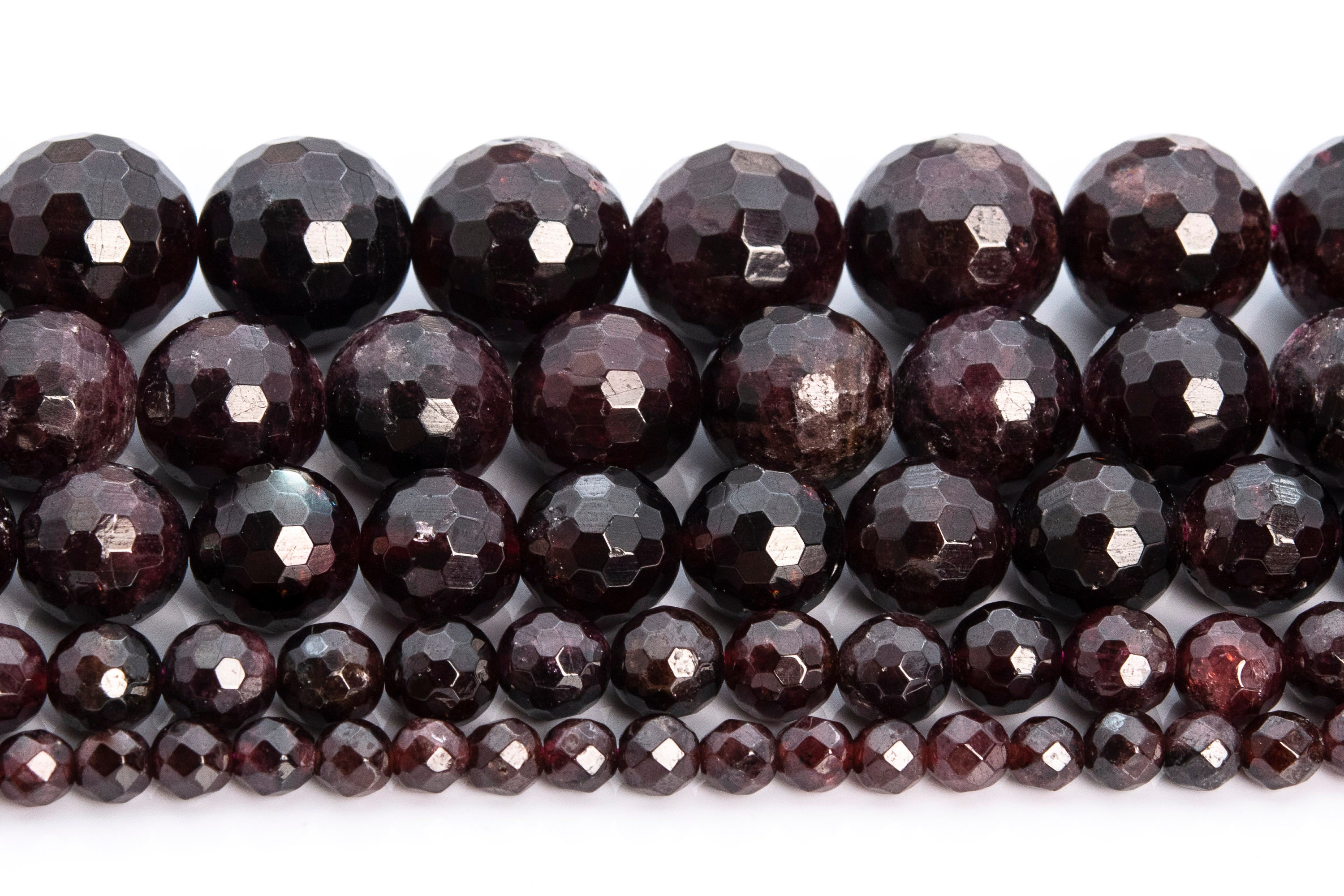 Genuine Natural Wine Red Garnet Loose Beads Grade A+ Micro Faceted ...