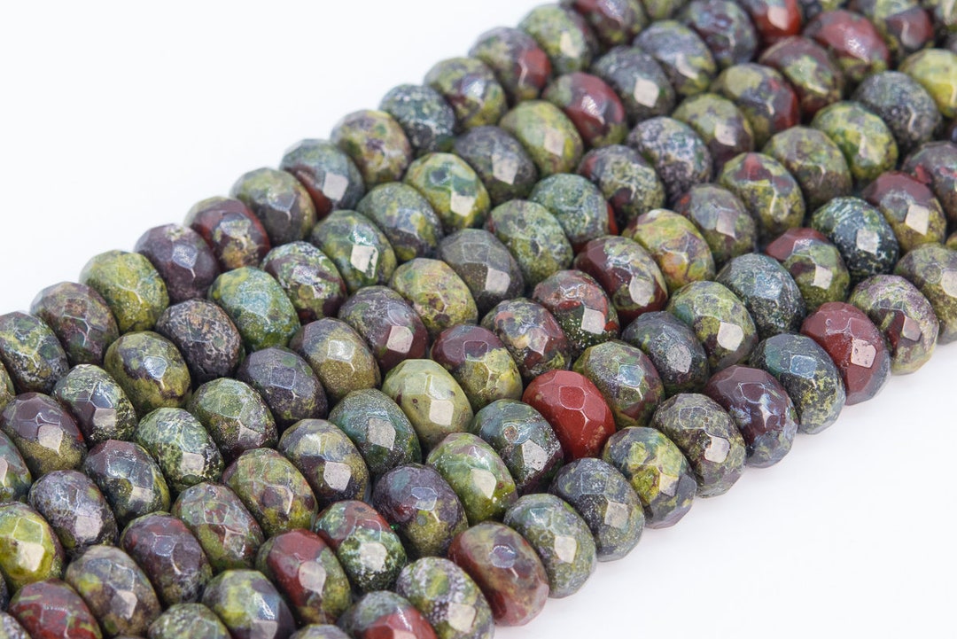 Genuine Natural Dragon Blood Jasper Loose Beads Faceted Rondelle Shape ...
