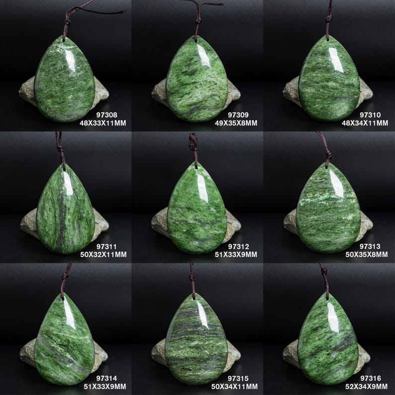 Natural Green Maw Sit Sit Jade Pendant Teardrop Shape Phantom Quartz ...