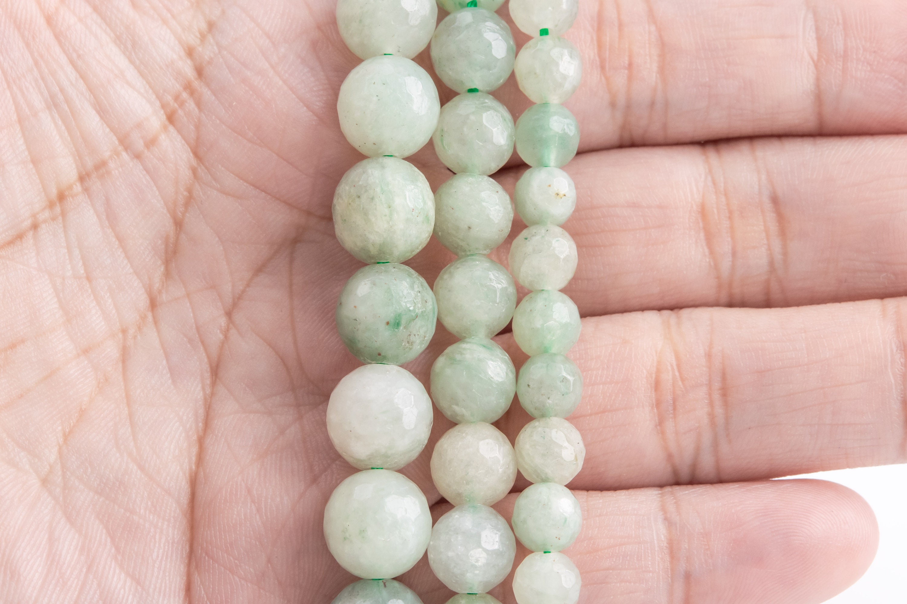 Genuine Natural Light Green African Jade Loose Beads Micro Faceted ...