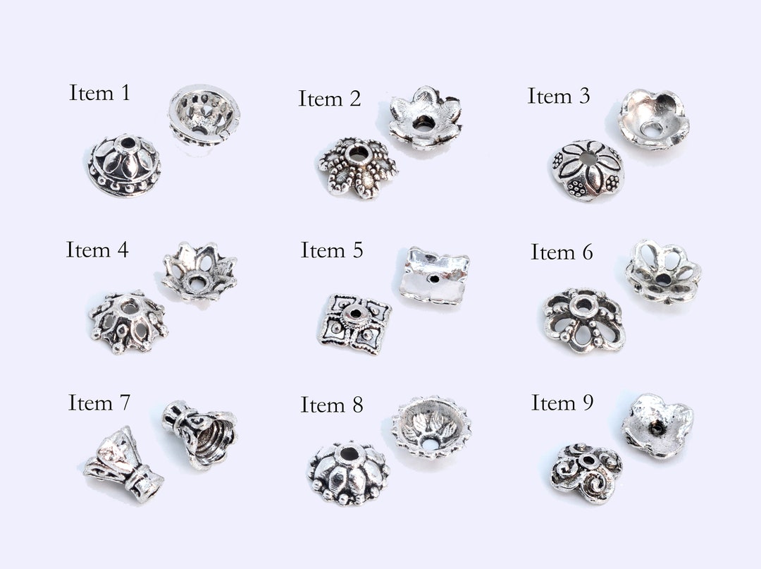 50 Pcs Bead Caps Spacers End Cap DIY Jewelry Making - Antique Silver ...
