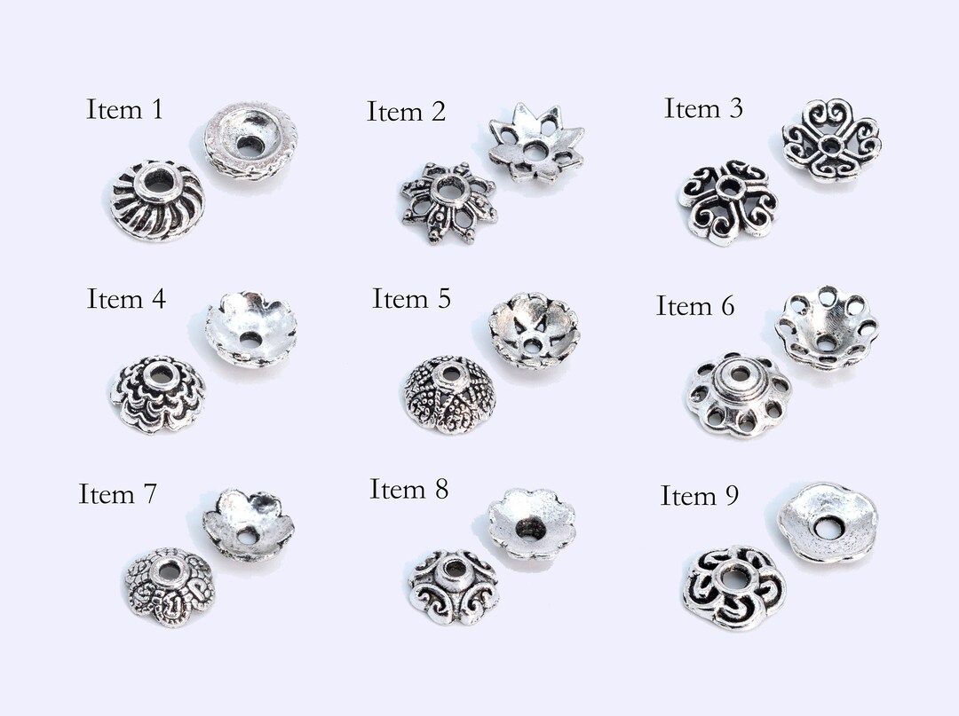 50 Pcs Bead Caps Spacers End Cap DIY Jewelry Making - Antique Silver ...