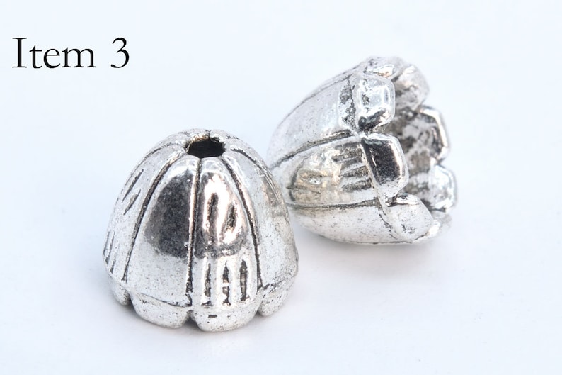 20 Pcs Bead Caps Spacers End Cap DIY Jewelry Making - Antique Silver ...