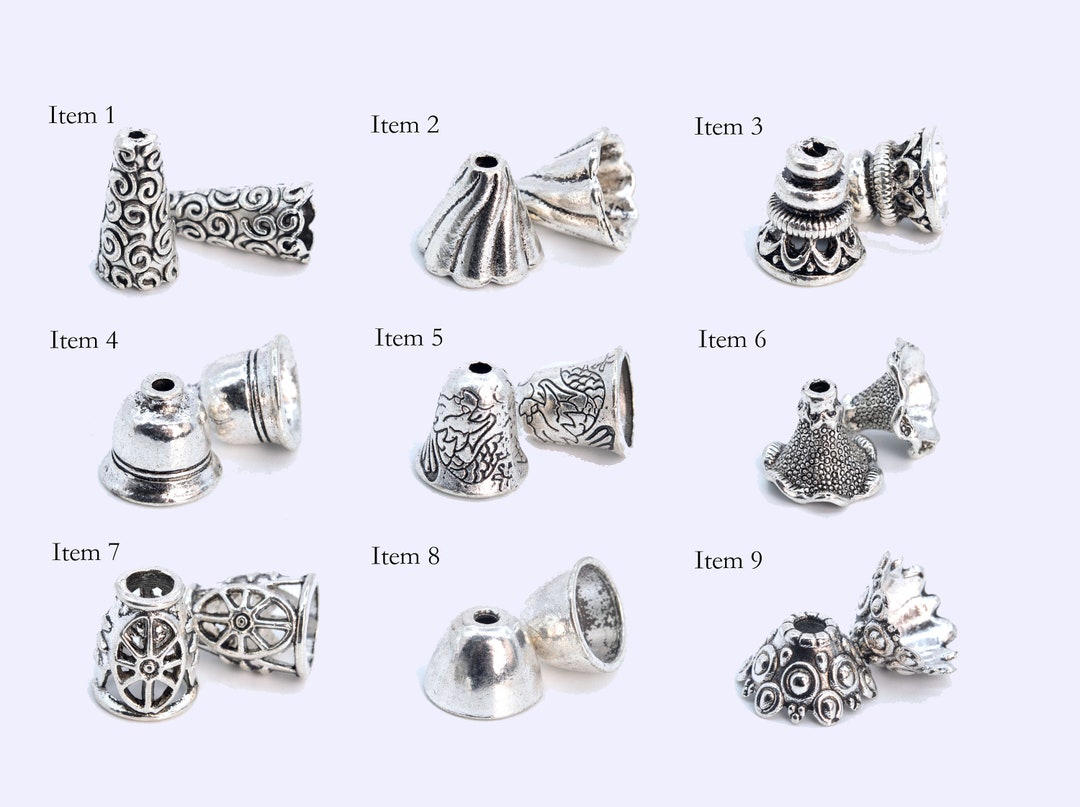 20 Pcs Bead Caps Spacers End Cap DIY Jewelry Making - Antique Silver ...