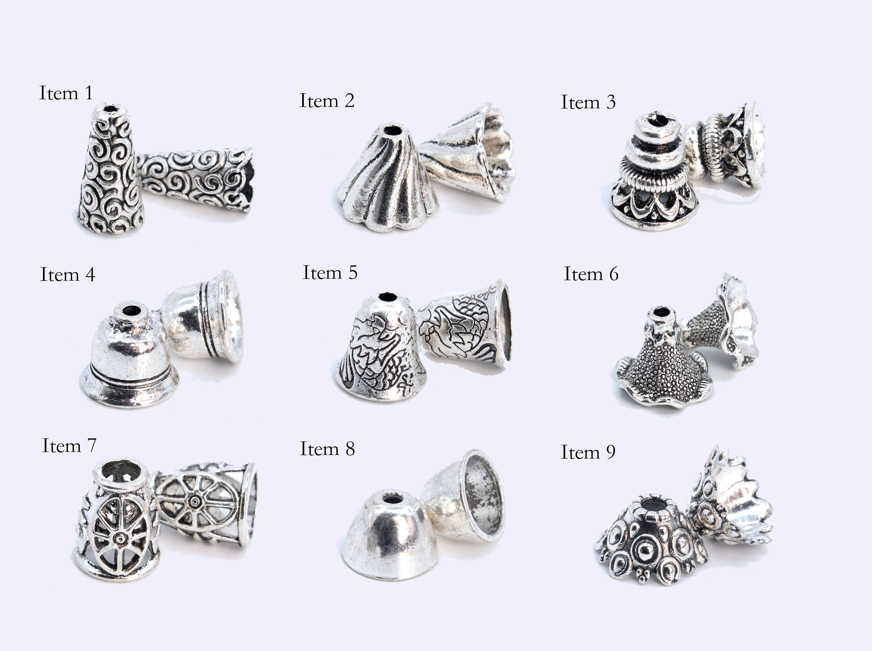 20 Pcs Bead Caps Spacers End Cap DIY Jewelry Making - Antique Silver ...