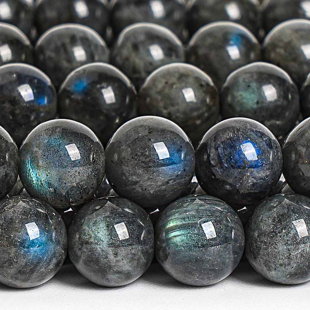 Genuine Natural Madagascar Deep Gray Labradorite Loose Beads Grade A+ ...