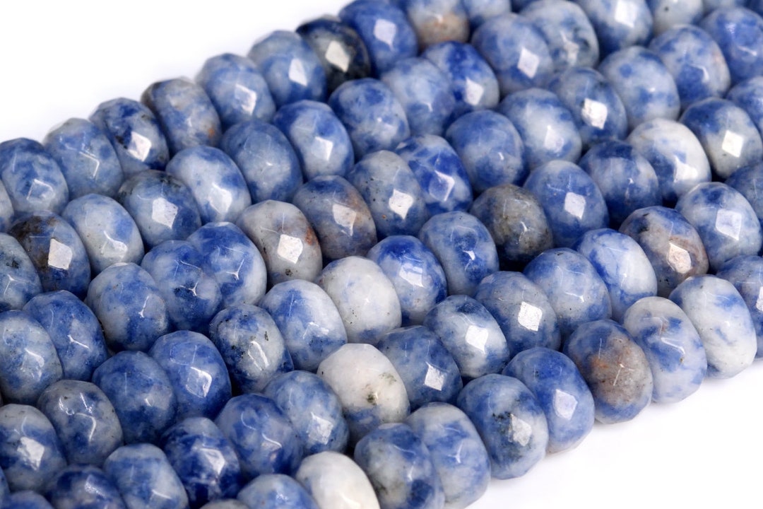Genuine Natural Blue Spot Jasper Loose Beads Faceted Rondelle Shape ...
