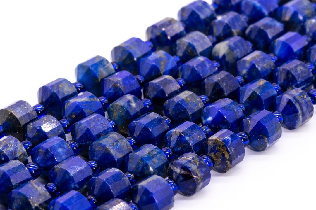 Genuine Natural Deep Blue Lapis Lazuli Loose Beads Faceted Bicone ...