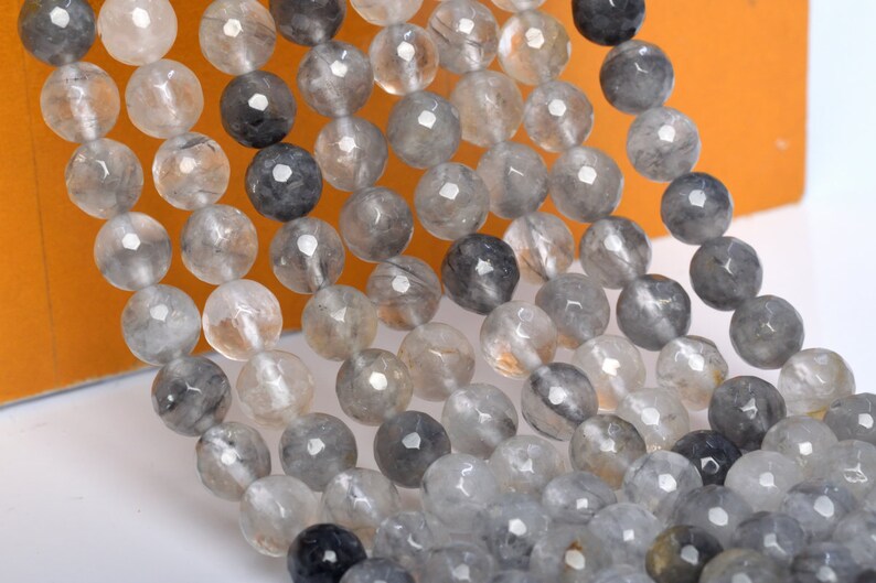 Genuine Natural Gray Crystal Quartz Loose Beads Micro Faceted | Etsy