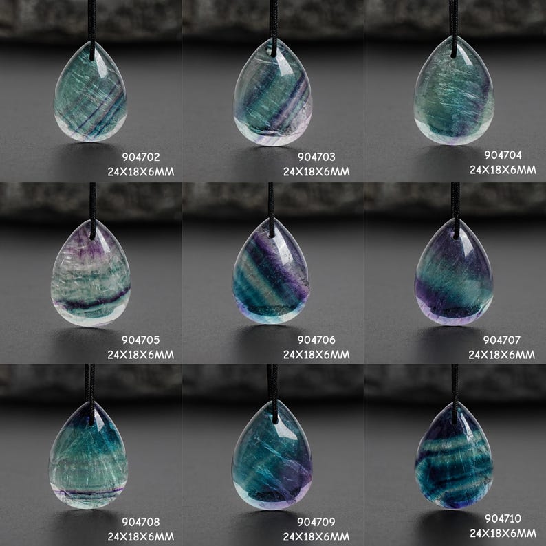 Genuine Natural Purple-green Fluorite Pendant-top Drilled Cabochon ...